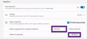 Enable, Disable or Delete Recall Snapshots in Windows 11