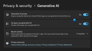 Enable or Disable Apps access to Generative AI in Windows 11
