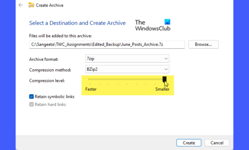 How to create 7z or TAR files from File Explorer in Windows 11