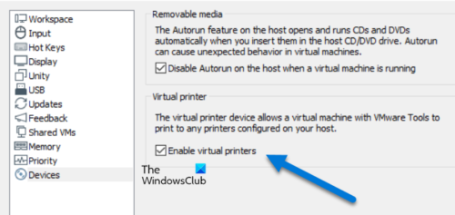 How to use Host Configured Printer on VMware Workstation VM
