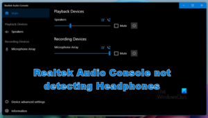 Realtek Audio Console not detecting Headphones [Fix]