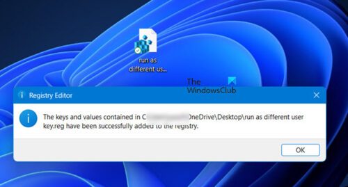 Run as a different user not showing in Windows 11
