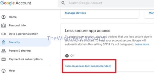 Cannot add Gmail to Outlook: Browser or app may not be secure
