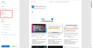 How to change Print Page setup in Microsoft Edge