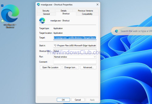 How to create Profile shortcuts for different Edge Profiles