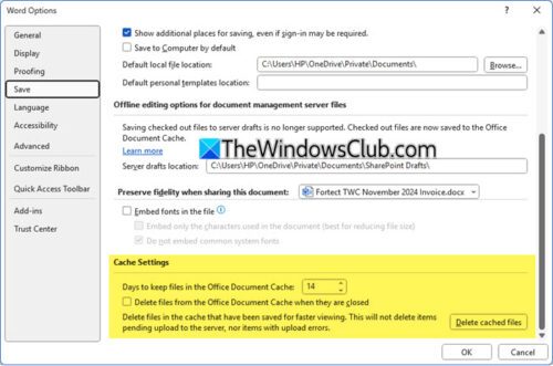 How to clear Office Word, Excel, PowerPoint cache