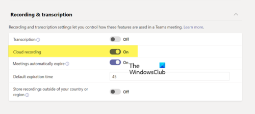 Start Recording option in Teams grayed out or missing