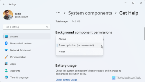 Get Help app is blank in Windows 11