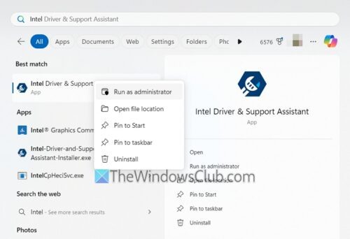 Intel Driver and Support Assistant No configuration data