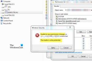 Unable to save permission changes, Access is denied in Windows 11