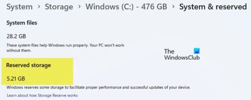 What is Reserved Storage in Windows 11; View Reserved Storage size