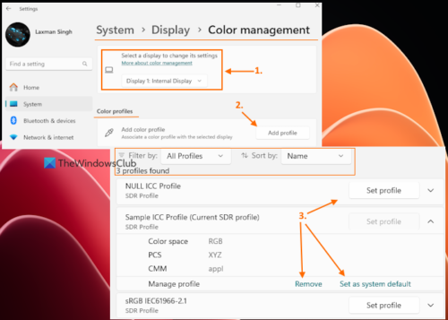 Create and manage a new Color Profile in Windows 11/10