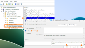 Disable Pinning Items in Jump List for Taskbar items in Windows 11