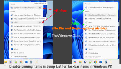 How to use Jump List feature in Windows 11/10