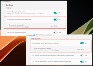 Snipping Tool not saving screenshots on Windows 11