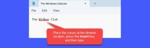 How to turn off Overtype in Notepad in Windows 11