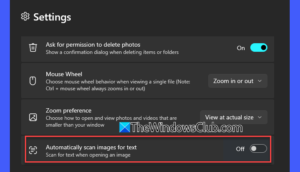 Enable or Disable auto-scan images for text in Photos app