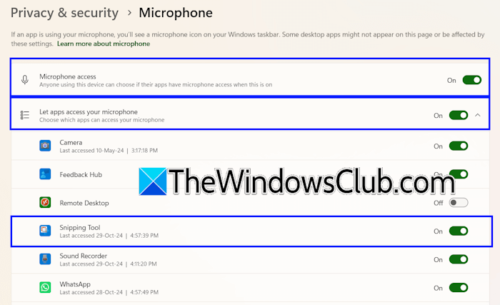 Snipping Tool screen recorder No sound problem in Windows 11