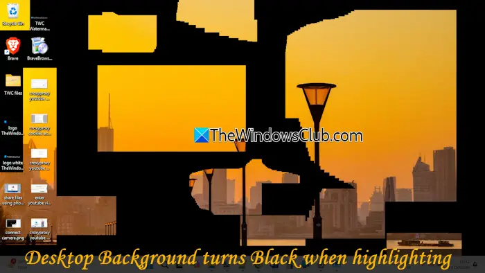 Dotted square white border around desktop icons in Windows 11/10 Dotted square white border around desktop icons in Windows 11/10