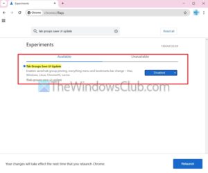 Show or hide Tab Groups Icon in Chrome bookmarks bar
