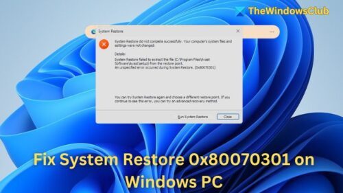 System Restore failed to replace the file, Error Code 0x80070780