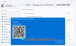 How to display the WiFi QR code in Windows 11