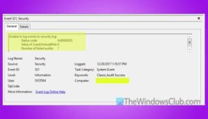 Event ID 521, Unable to log events to Security log