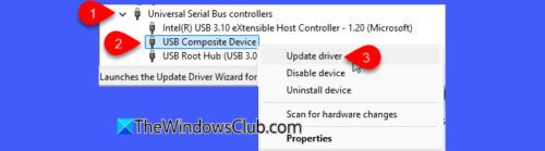 USB Composite Device Driver error in Windows 11