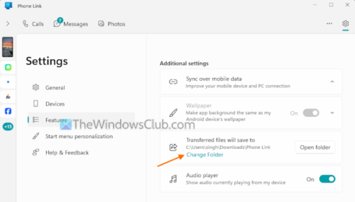 Share files between Mobile and PC using Phone Link in Windows 11