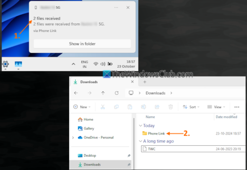 Share files between Mobile and PC using Phone Link in Windows 11