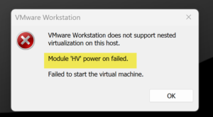 Module VPMC Power on failed on VMware Workstation [Fix]