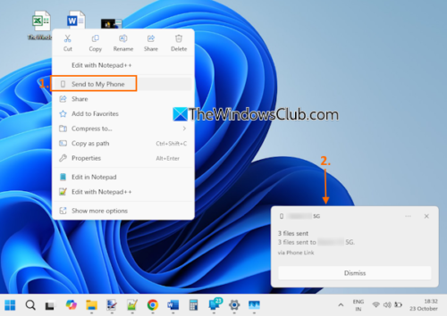 Share files between Mobile and PC using Phone Link in Windows 11
