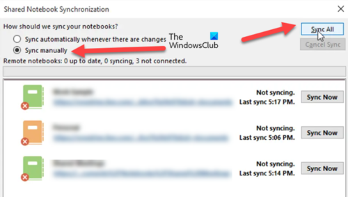 Error 0x0803D0010, OneNote Notebook not syncing