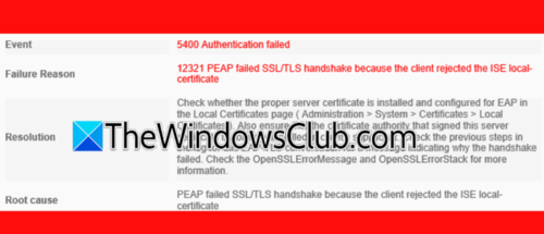 Windows machines fail to complete EAP-TLS authentication with ISE