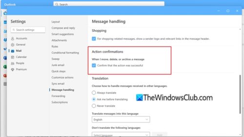 How to turn off Email deleted notifications in Outlook