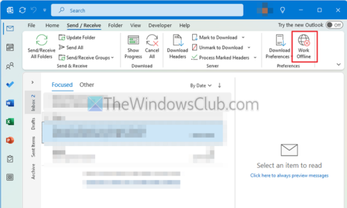 How to work offline in Outlook