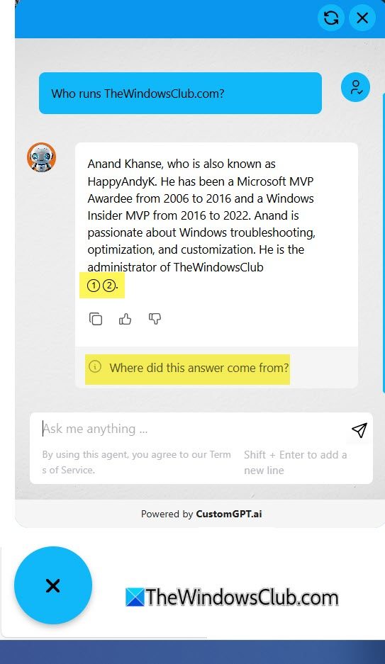 TheWindowsClub introduces AI Chatbot to get quick answers