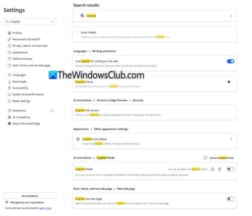 How to Turn off AI in Edge browser