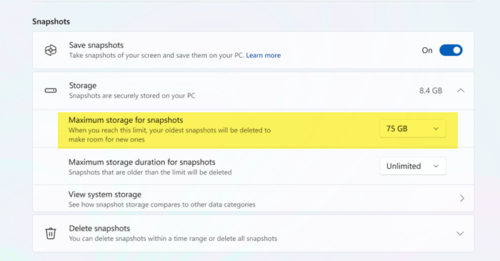 Recall is not saving snapshots in Windows 11