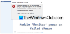 Module Monitor mode Power on failed in VMware