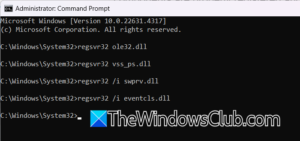 VSS Error, Unexpected error calling routine CoCreateInstance