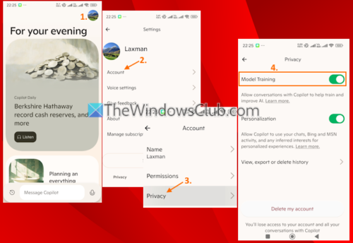 Disable Copilot Model Training for your Microsoft Account