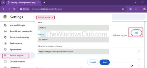 How to add ChatGPT Search as default in Chrome, Edge, Firefox