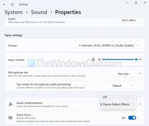 Best Microphone settings for clear audio quality in Windows 11