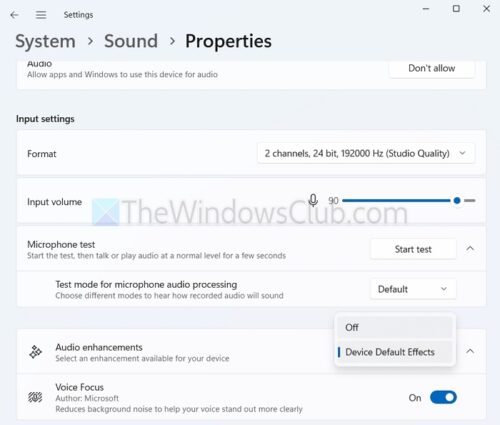 Best Microphone settings for clear audio quality in Windows 11