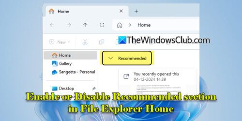 Disable Recommended section in Explorer Home in Windows 11