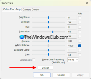 Camera showing Black and White in Windows 11