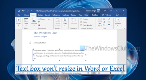 Text box won't resize in Word or Excel [Fix]