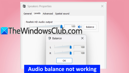 Audio balance not working on Windows 11
