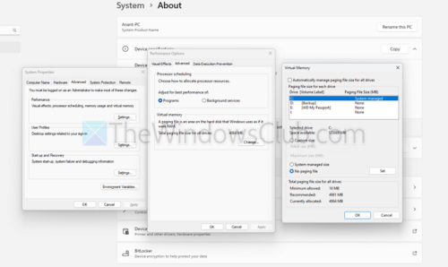 How to create Virtual Memory on a secondary SSD
